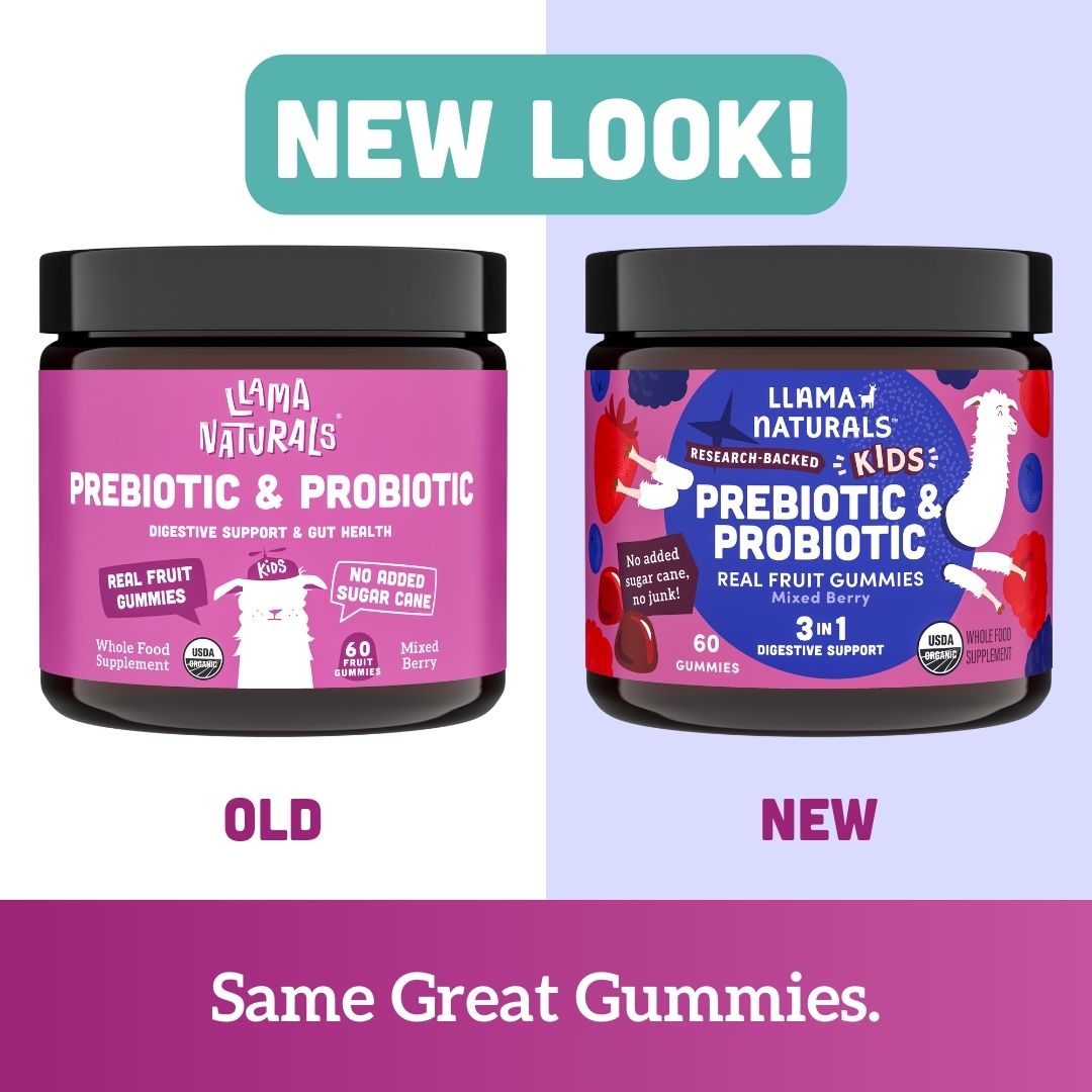 Real Fruit Probiotic & Prebiotic Gummies for Kids (Mixed Berry), 60 Ct – Llama Naturals